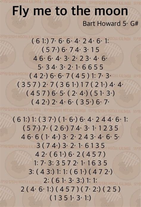 Fly Me To The Moon Intermediate Kalimba Tabs Tutorial Kalimba Songs