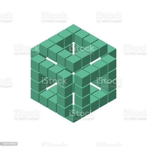 큐브의 추상 3d 큐브입니다 흰색 배경에 고립 아이소메트릭 0명에 대한 스톡 벡터 아트 및 기타 이미지 0명 3차원 형태