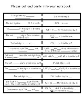 Divisibility Rules Interactive Notebook Lesson By Mrjameshunt TpT