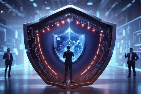 Data Or Network Protection Business People Press Shield Icon Virus