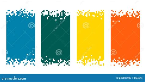 Pixel Banners Digital Pixelated Header Tags Square Circle And