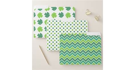 Shades Of Green And White Irish Shamrocks File Folder Zazzle