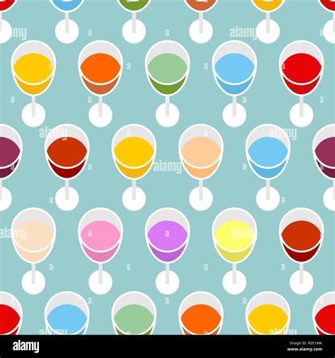 Glass Of Wine Set Top View Pattern Seamless Drink Alcohol Background