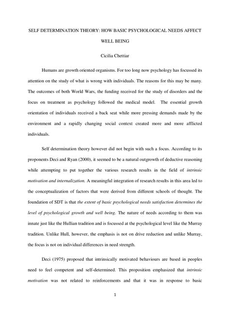 Pdf Self Determination Theory How Basic Psychological Needs Affect