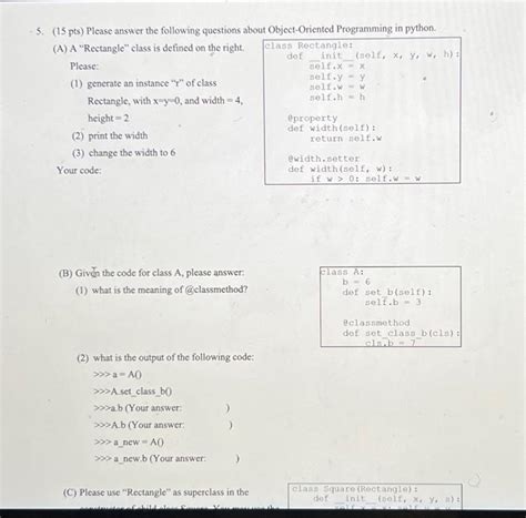 Solved A A Rectangle Class Is Defined On The Right