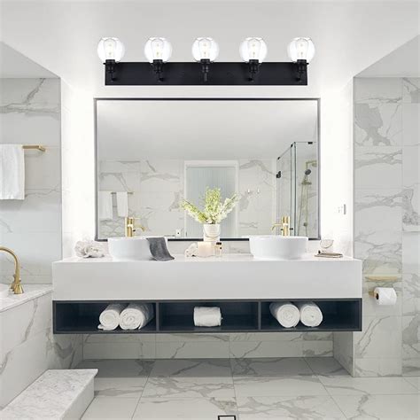 Buy TULUCE Black Bathroom Light Modern Light Bathroom Vanity Light Fixtures With Globe Glass