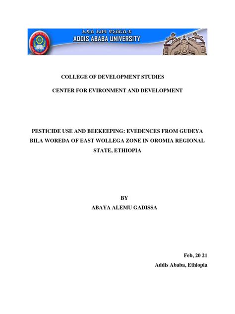Abaya Alemu Gadissa Pdf Pesticide Agriculture