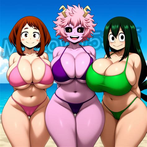 Mha Trio Bikini Ochako Mina Tsuyu By Milflover5335 On Deviantart