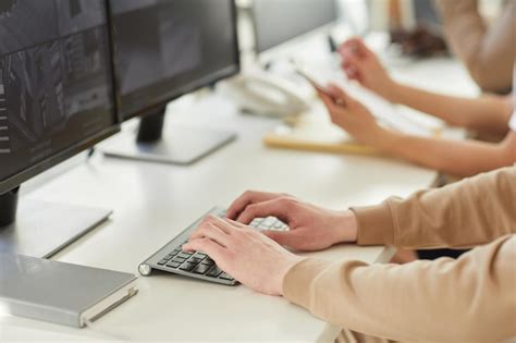 Premium Photo Close Up Male Hands Typing On Keyboard