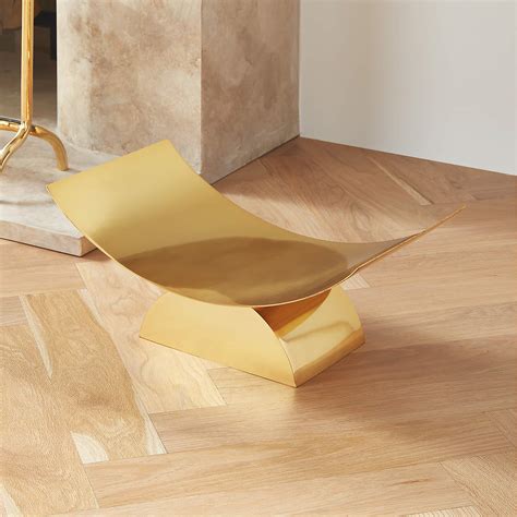 Kaden Curved Brass Fireplace Log Holder Reviews Cb2