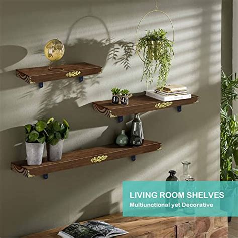 Janjundec 24 Inch Rustic Wood Floating Shelves For Wall Mounted Set Of