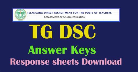 tg dsc 2024 final answer keys response sheets download for sgt sa lp
