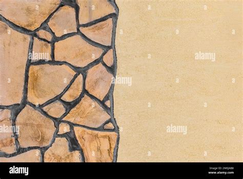 Facade Of Modern Building With Beige Plaster Interior Abstract Wall And