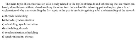 Solved The Main Topic Of Synchronization Is So Closely