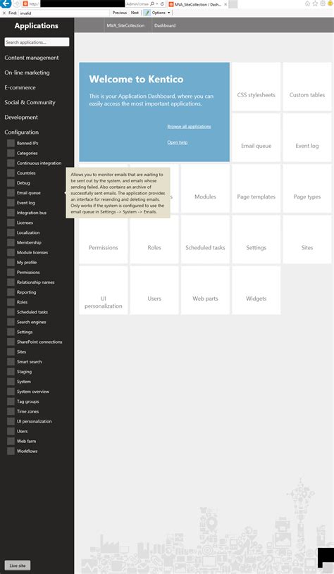 Content Management System No Icons In Kentico Admin Page Stack Overflow