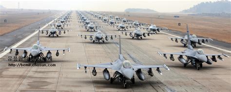 Sixty F 16s Taxiing At Kunsan Air Base In One Of The Greatest Show Of