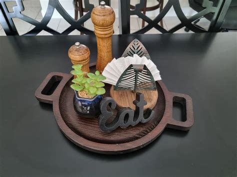 Farmhouse Lazy Susan Organizer Decorative Tray Riser Lazy Susan For