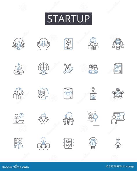 Startup Line Icons Collection New Venture Emerging Business Fresh