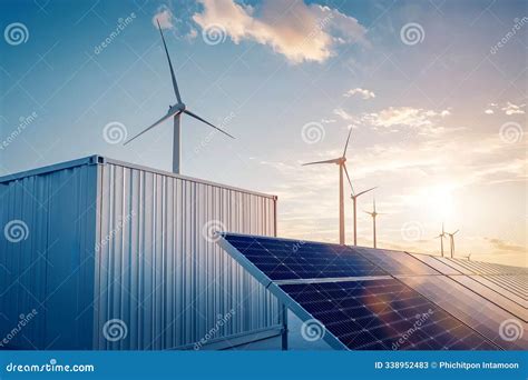 Concept Of Energy Storage Batteries System Wind Power Wind Turbines And Li Ion Battery