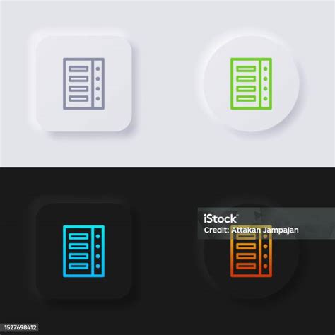 서버 아이콘 세트 웹 디자인 응용 프로그램 Ui 등을 위한 다색 Neumorphism 버튼 소프트 Ui 디자인 아이콘 세트 버튼 벡터 0명에 대한 스톡 벡터 아트 및 기타