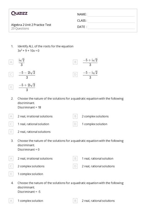 50 System Of Equations And Quadratic Worksheets For 10th Grade On