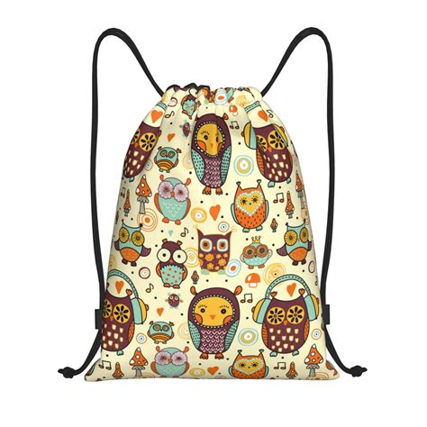 Disketp Cute Owls Drawstring Backpack Drawstring Gym Bags Draw String Bags For Sports Gym