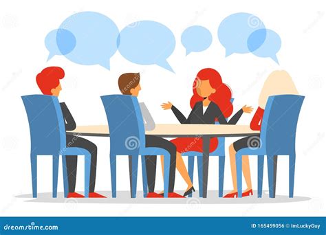 Business Meeting In Conference Room Vector Isolated Stock Illustration