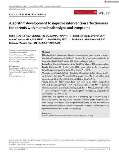 pdf algorithm development to improve intervention effectiveness for