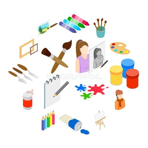 Art Icons Set Isometric 3d Style Stock Vector Illustration Of Museum