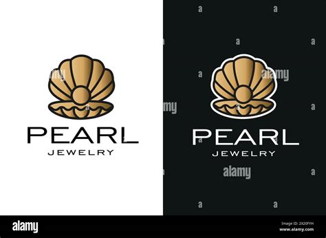 Illustration Of Golden Shell With Pearl Elegant Luxury Shell Logo