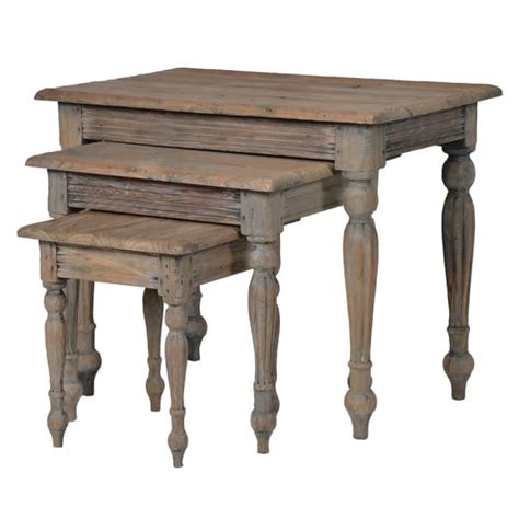 Set Of 3 Colonial Reclaimed Nesting Tables The Interiors Barn