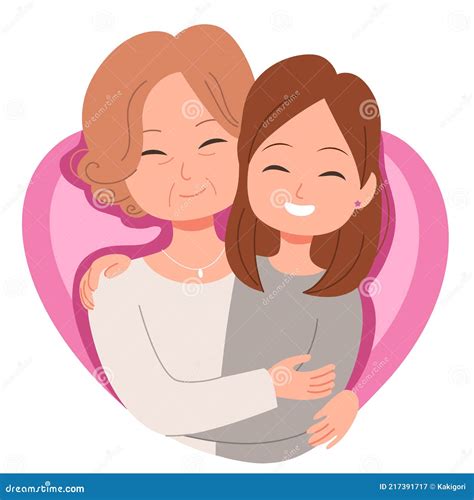 Madre E Hija Abrazándose Ilustración Del Vector Ilustración De