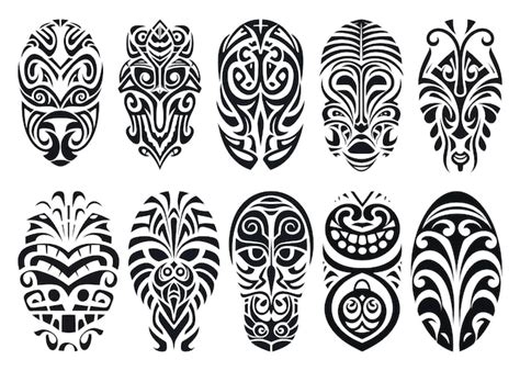 Premium Vector Hand Drawn Set Of Tattoo Sketch Maori Style For Leg Or