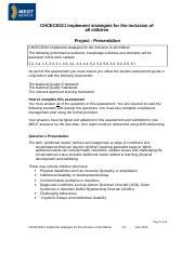 CHCECE Project Doc CHCECE Implement Strategies For The Inclusion Of All