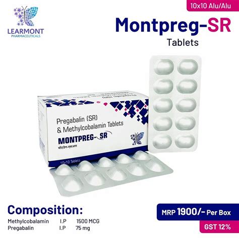 Montpreg Sr Pregabalin Sr And Methylcobalamin Tablets 10 10 Treatment Neuropathic Therapy At