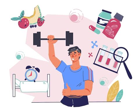 바이오해킹 및 건강한 라이프스타일 건강 감시 및 장수 프로그램 프리미엄 벡터