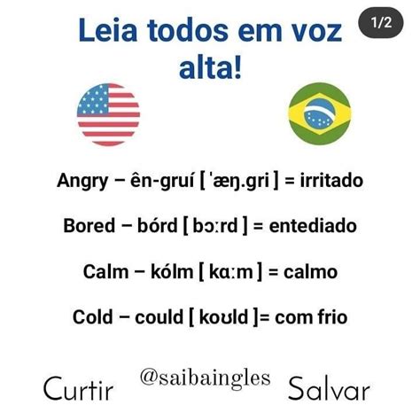 Leia Em Voz Alta Palavras Em Inglês Vocabulário Em Inglês