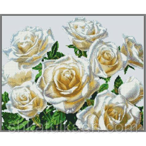 Схема під вишивку бісером Кремові троянди продажа цена в Днепре