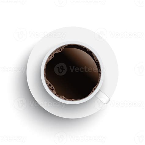 Realistic Top View Black Coffee Cup And Saucer Background Illustration