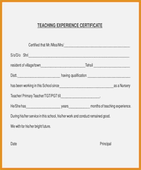 ️free Printable Certificate Of Experience Sample Template ️