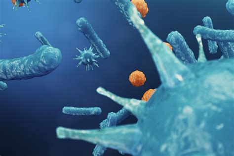 3d 그림 바이러스 Backgorund입니다 인플루엔자 바이러스 간염 에이즈 대장균 장 간 균 과학 및 의학 줄이는 면역의 개념 세포 감염 유기 체 3차원 형태에 대한 스톡