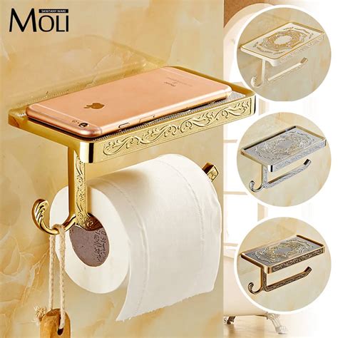 Gloden White Antique Brass Finish Solid Zinc Alloy Toilet Paper Holder