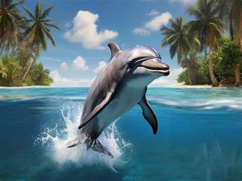Premium Photo Playful Bottle Nosed Dolphin Jumping In Tropical Waters