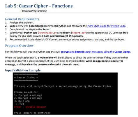 [solved] lab 5 caesar cipher functions intro to programming after course hero