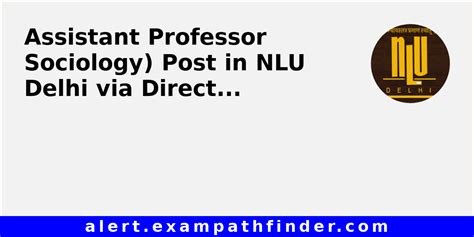 Assistant Professor Sociology Post In Nlu Delhi Via Direct Recruitment