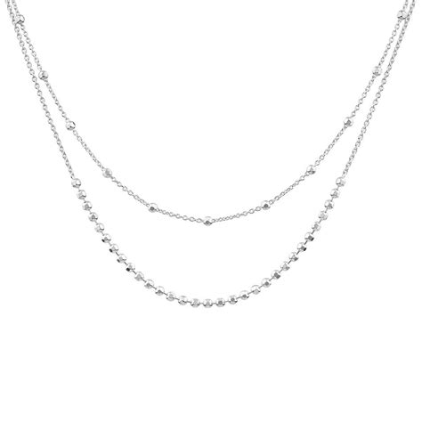 45cm Multi Layer Bead Chain In Sterling Silver