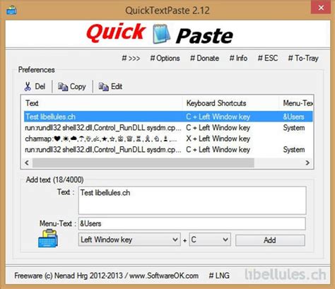 Quicktextpaste Permet Dinsérer Un Texte Dans Les Applications Windows