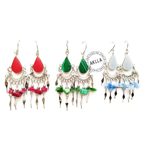 Peruvian Earrings With Natural Stones 1 Pair Aklla Export