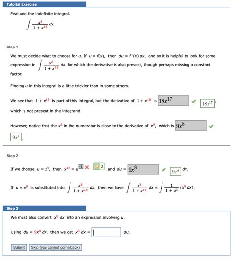 Solved Tutorial Exercise Evaluate The Indefinite Integral