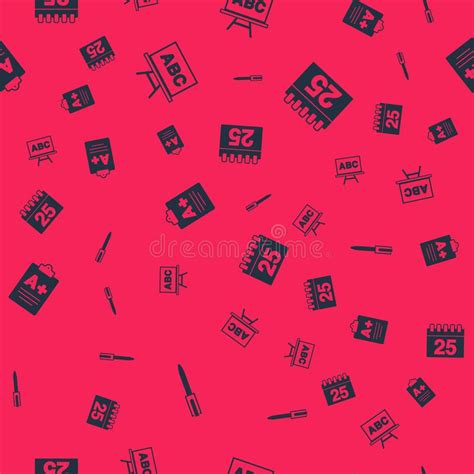 Set Pen Chalkboard Exam Sheet With A Plus Grade And Calendar On Seamless Pattern Vector Stock